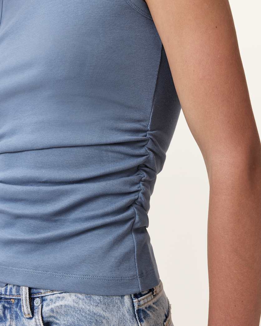 Katarina Boat Neck Slim Fit Tank Top FLINT STONE BLUE | ALLSAINTS